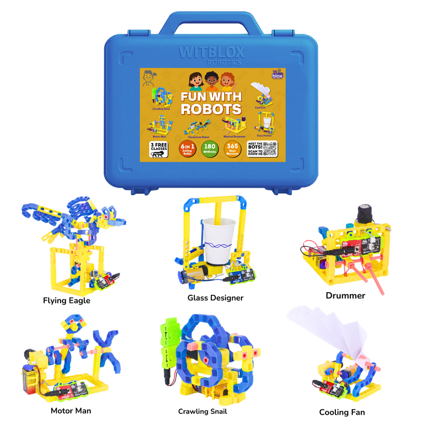 WitBlox Fun With Robots Kit - 6 in 1 Project Set(185+ parts)