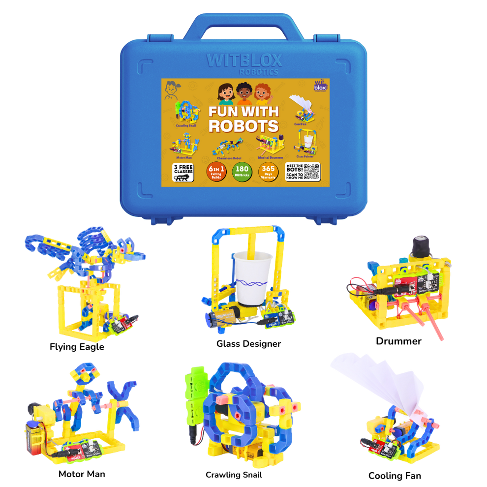 WitBlox Fun With Robots Kit - 6 in 1 Project Set(185+ parts)